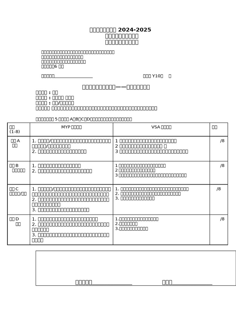Y10單元二 評估通知 ABCD 1 | PDF