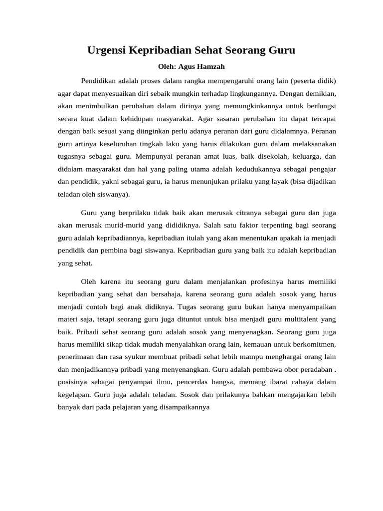 Urgensi Kepribadian Sehat Seorang Guru | PDF