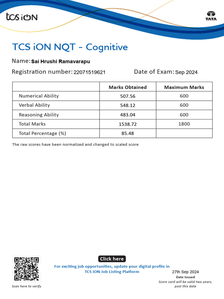 TCS iON NQT - Cognitive: Name | PDF
