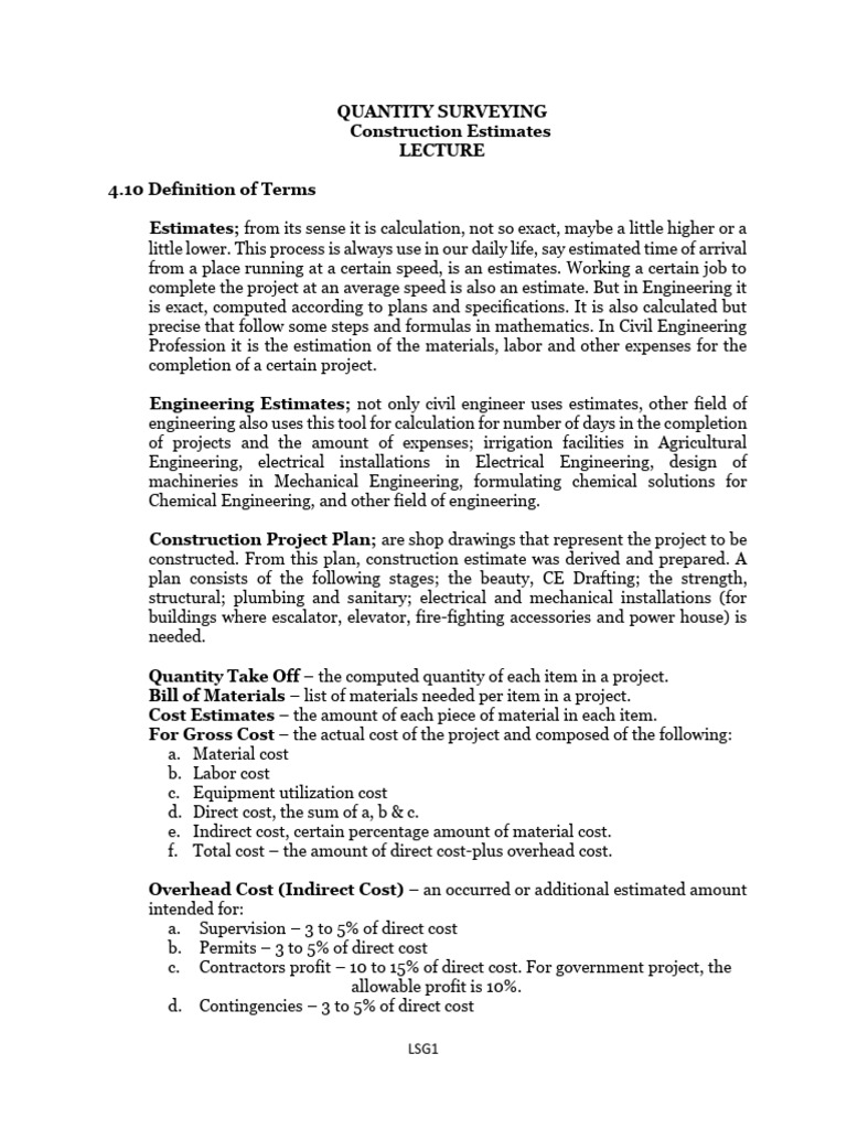 Quantity Surveying Lecture | PDF | Concrete | Cement