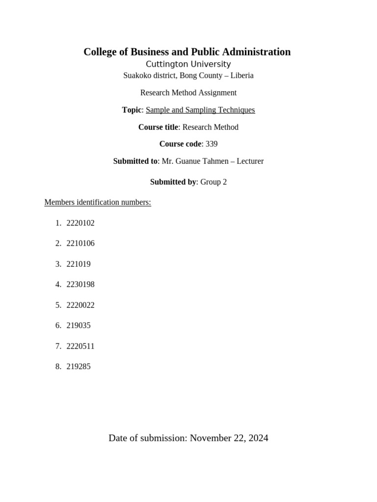 339 Research Group 2 | PDF | Sampling (Statistics) | Methodology
