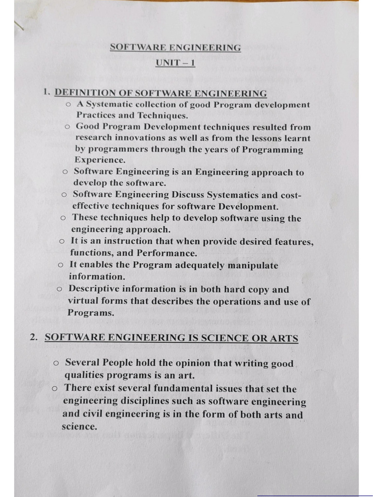 Software Engineering Unit-1 (A) | PDF