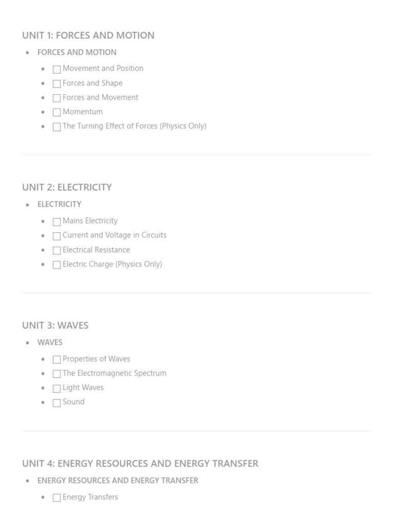 Edexcel Physics Checklist | PDF | Science & Mathematics