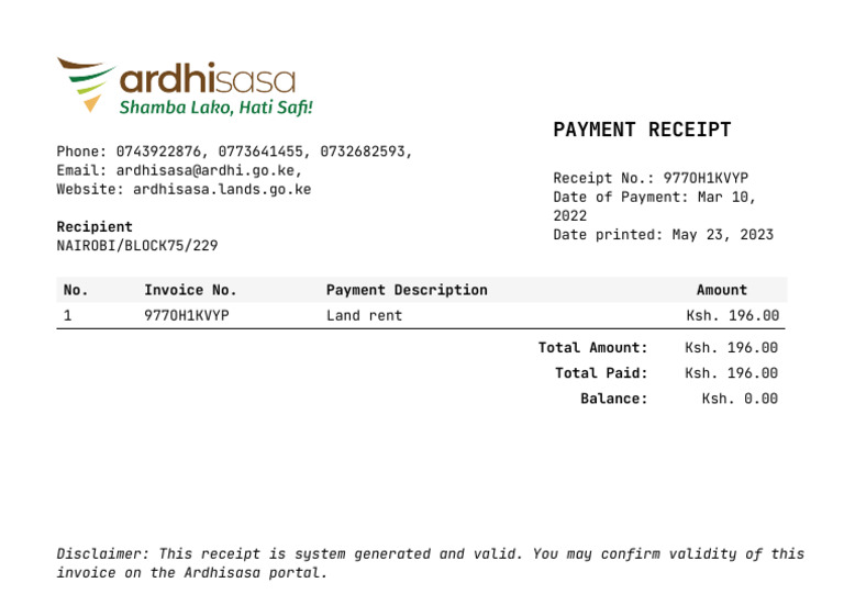 Payment Receipt: Recipient | PDF