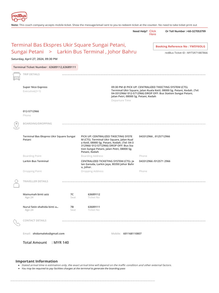 Ticket | PDF | Bus | Transport