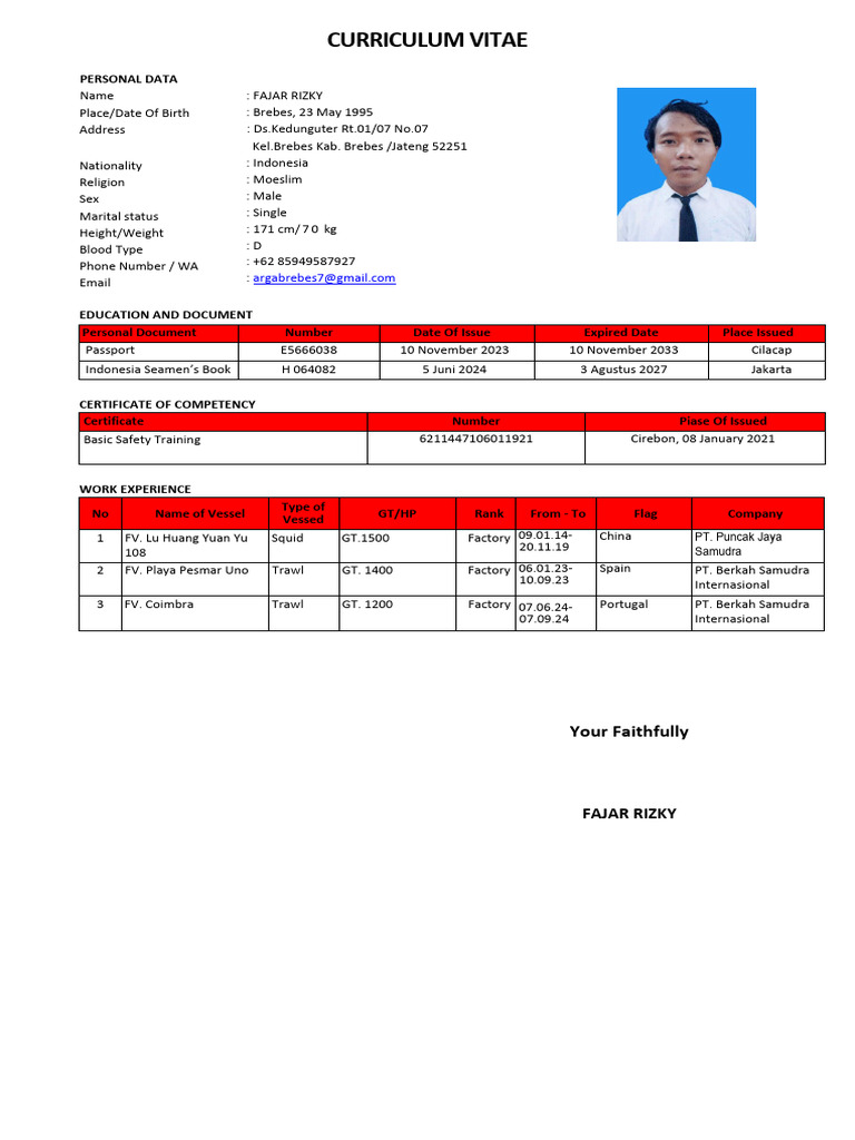 Curriculum Vitae Fajar Rizky | PDF