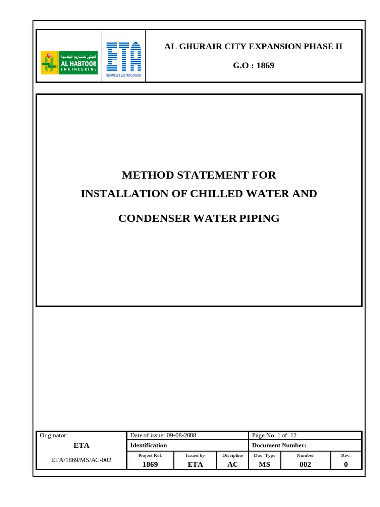 1MS-Inst of CHW & Condenser Water Piping-09.08 | PDF | Pipe (Fluid ...