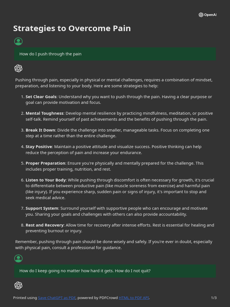 Strategies to Overcome Pain and Persevere | PDF | Psychological ...