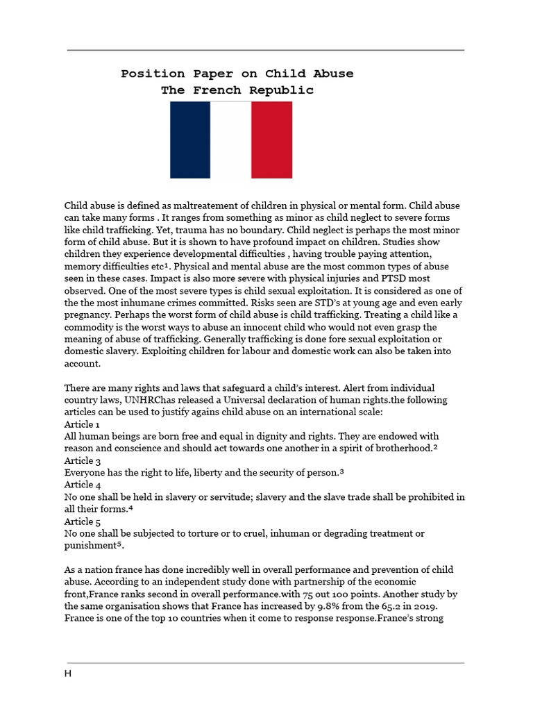 Position Paper- France | PDF | Child Abuse | Human Trafficking
