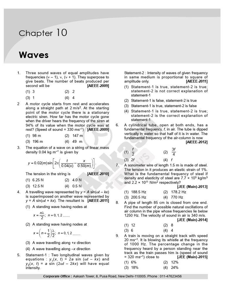 P Ch-10 Waves | PDF | Waves | Sound