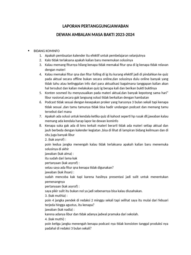 Notulen LPJ 2023-2024 | PDF