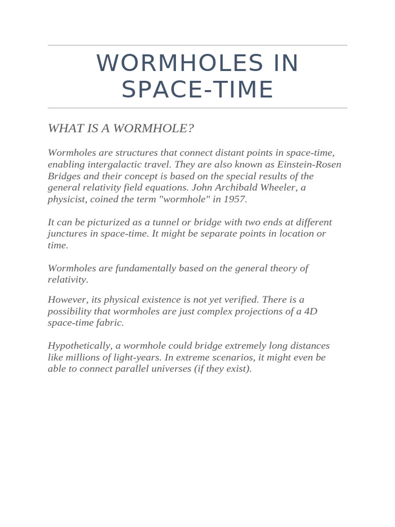 Wormholes: Science & Sci-Fi Fascination | PDF | Spacetime | Universe