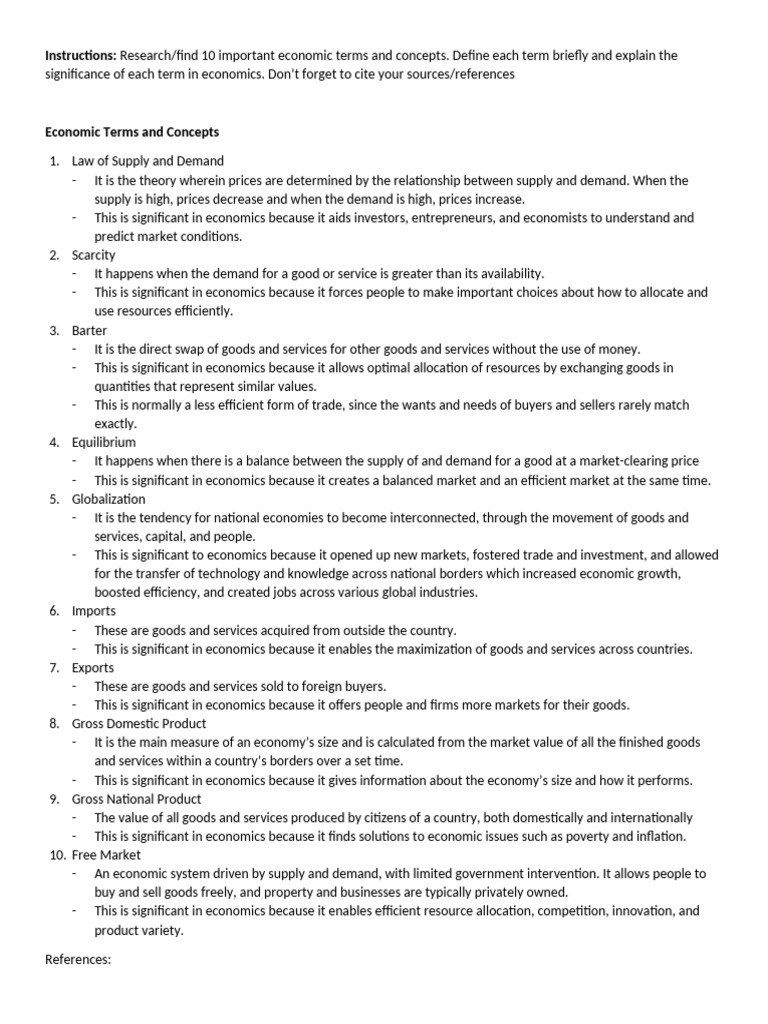 Key Economic Terms Explained | PDF | Economics | Market (Economics)