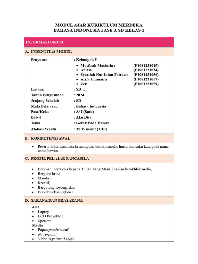 Modul Ajar Kurikulum Merdeka (Menulis) | PDF | Karier & Perkembangan | Seni & Disiplin Bahasa