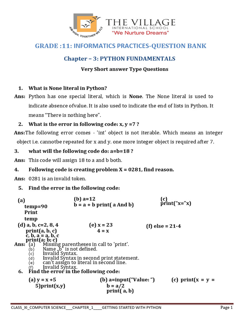 Ip Xi Ch3 Pdf Reserved Word Python Programming Language 