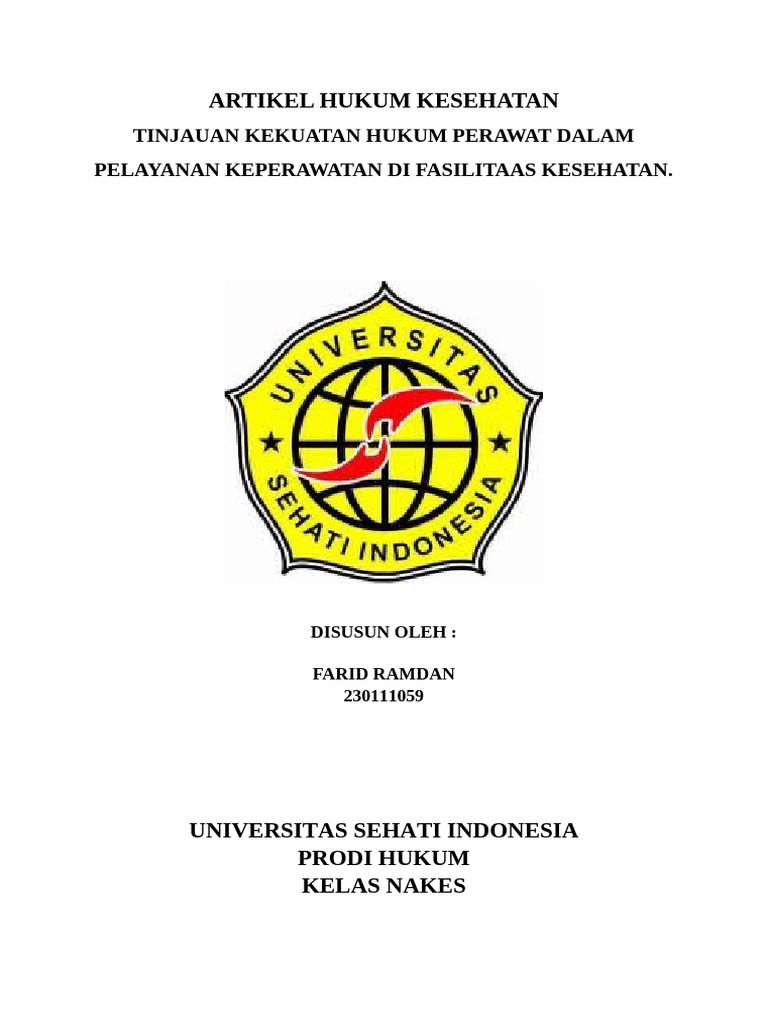 Pertanggung Jawaban Hukum Perawat Dalam UU No 17 Tahun 2023 | PDF