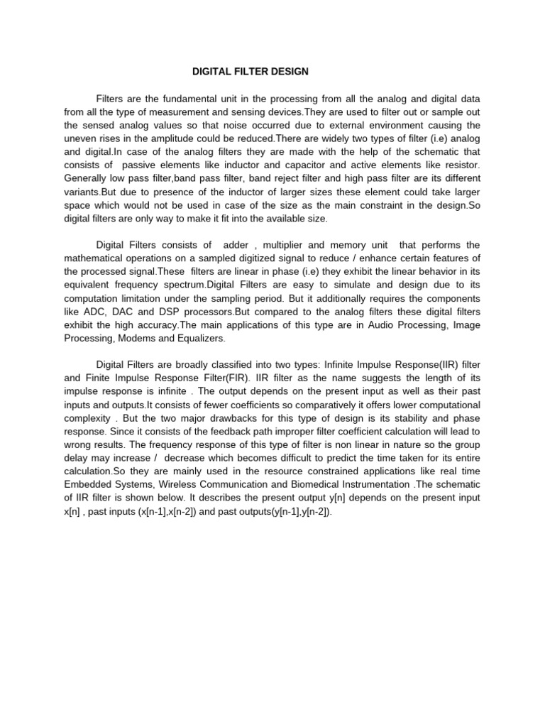 Digital Filter Design | PDF | Electronic Filter | Filter (Signal ...