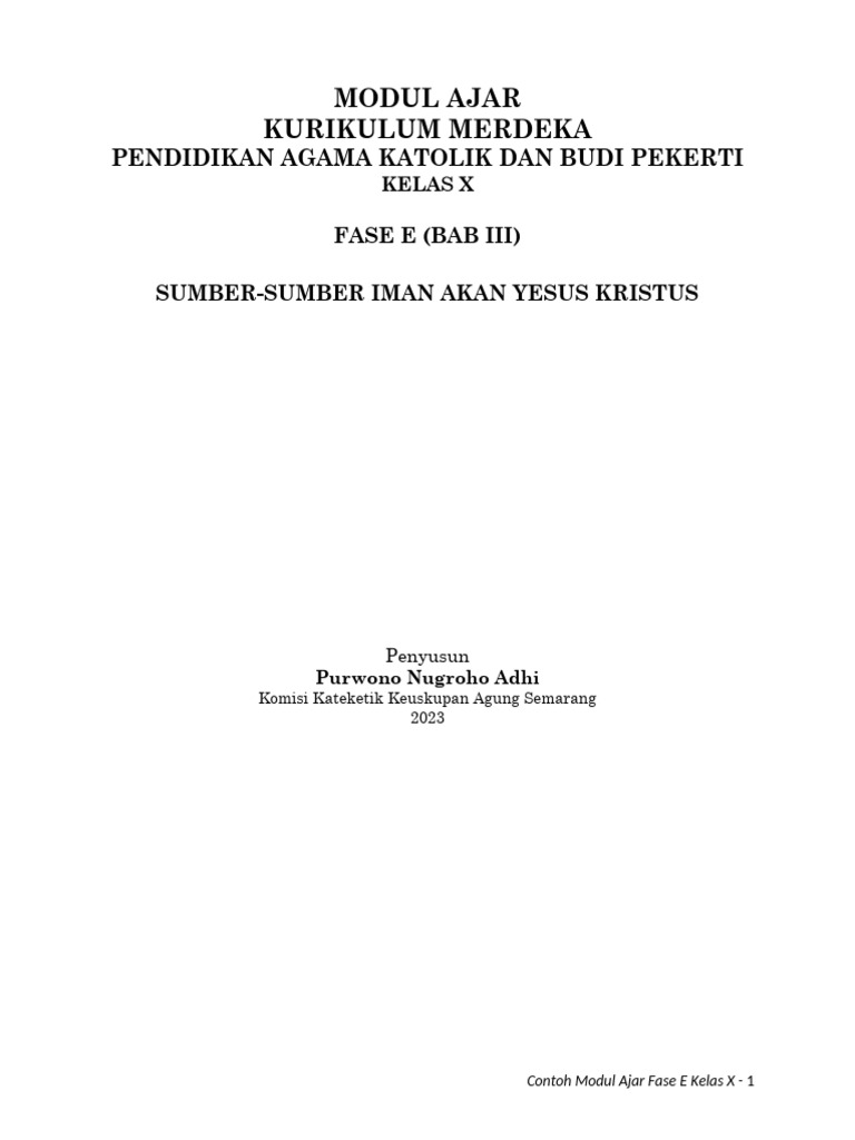Contoh Modul Ajar - PAKAT X - Bab III | PDF