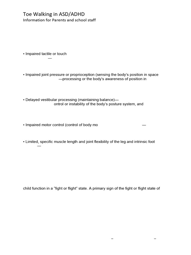 Sensory Integration Toe walking | PDF | Balance (Ability) | Somatosensory System