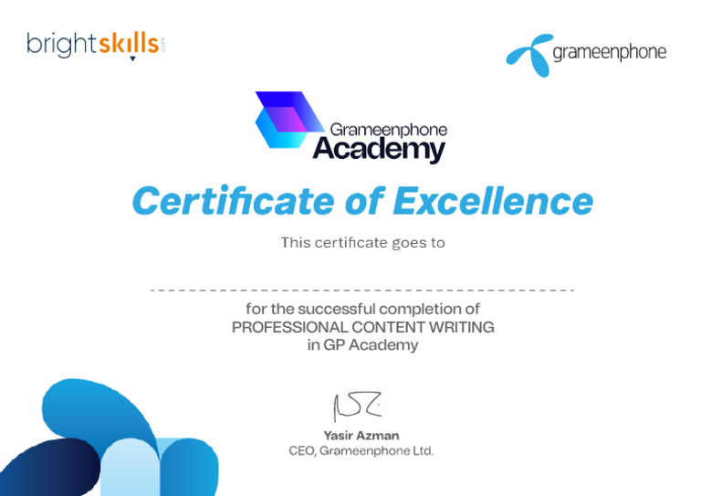 My Content Writing Certificate From Grameenphone Academy | PDF