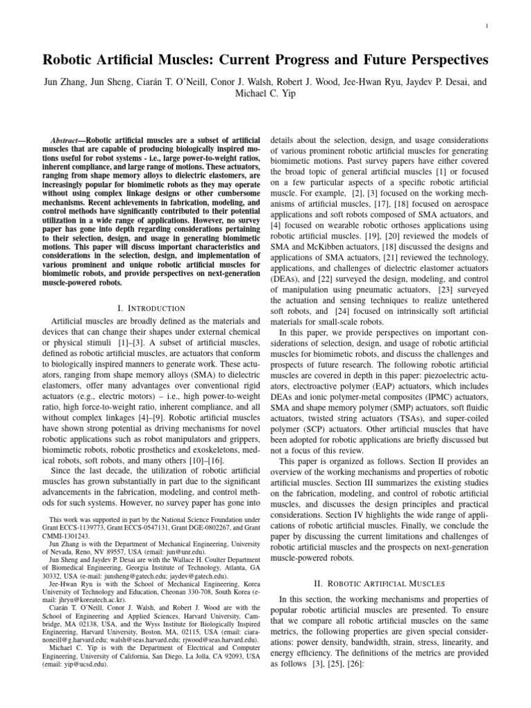 2019 Zhang Ieee Transactions On Robotics - Robotic Artificial Muscles ...