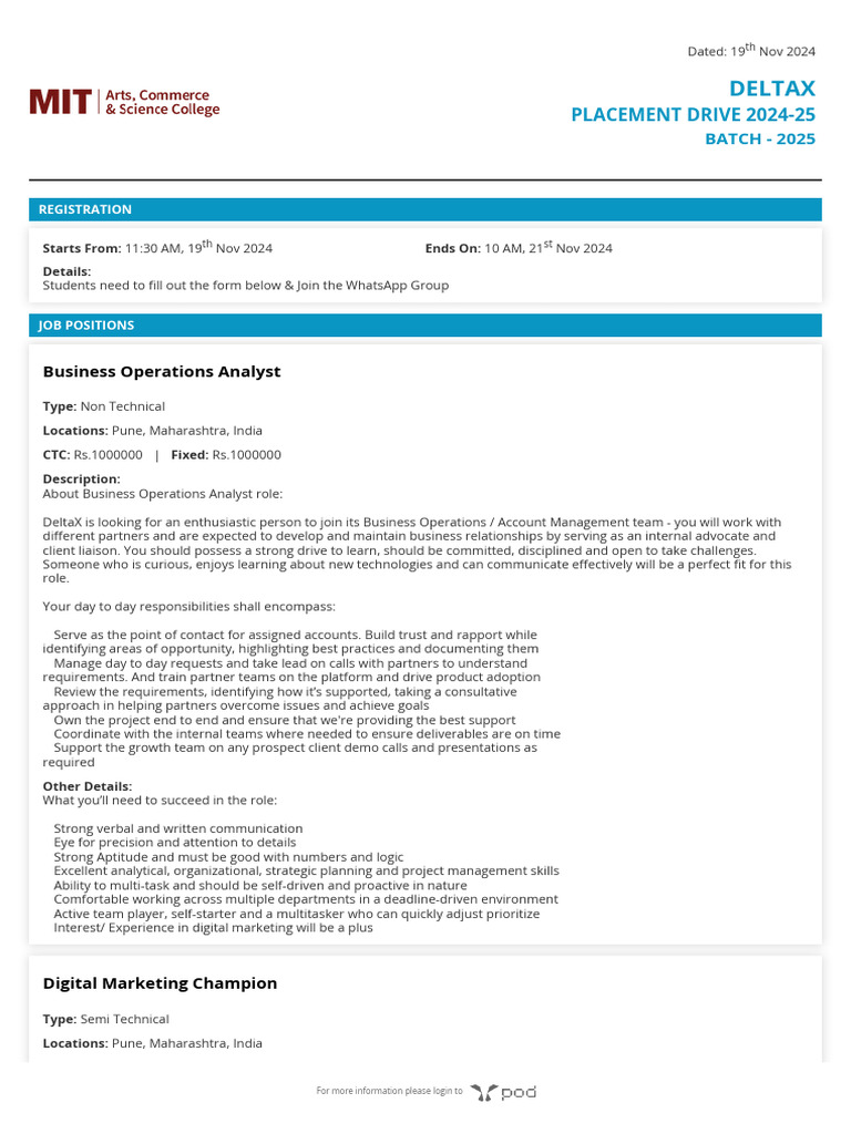 Placement Drive 2024 25 2024 11 19T060137.598373 | PDF | Digital ...