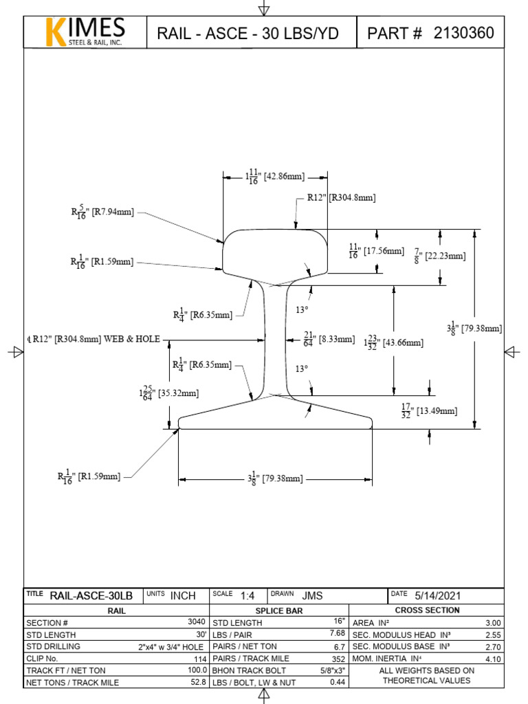 RAIL-ASCE-30LB DRAWING v5 | PDF | Technology & Engineering
