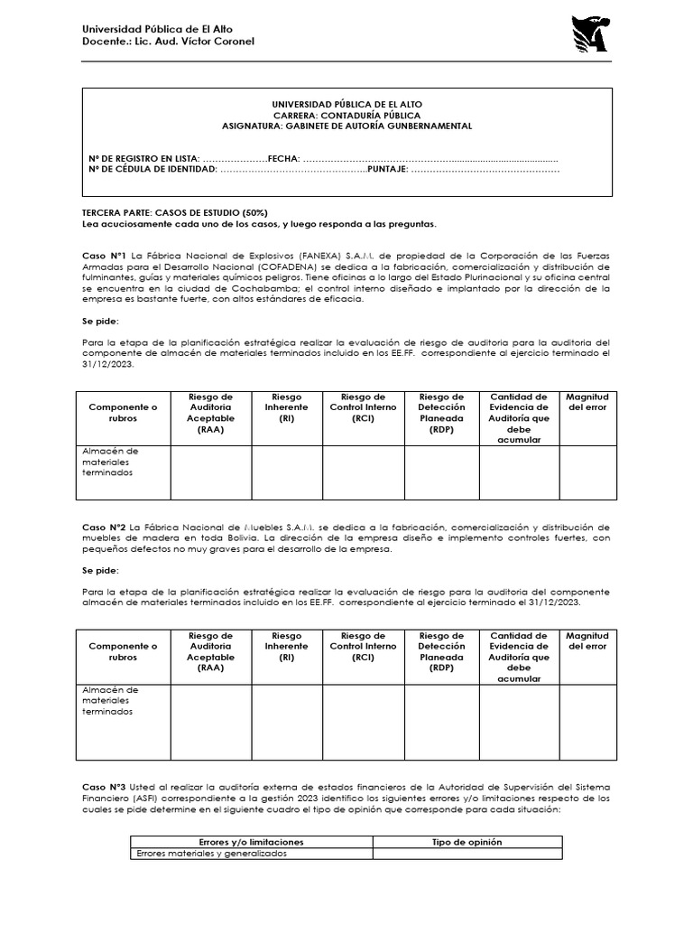 Control-Practicas Casos 1 | PDF | Auditoría | Negocios económicos
