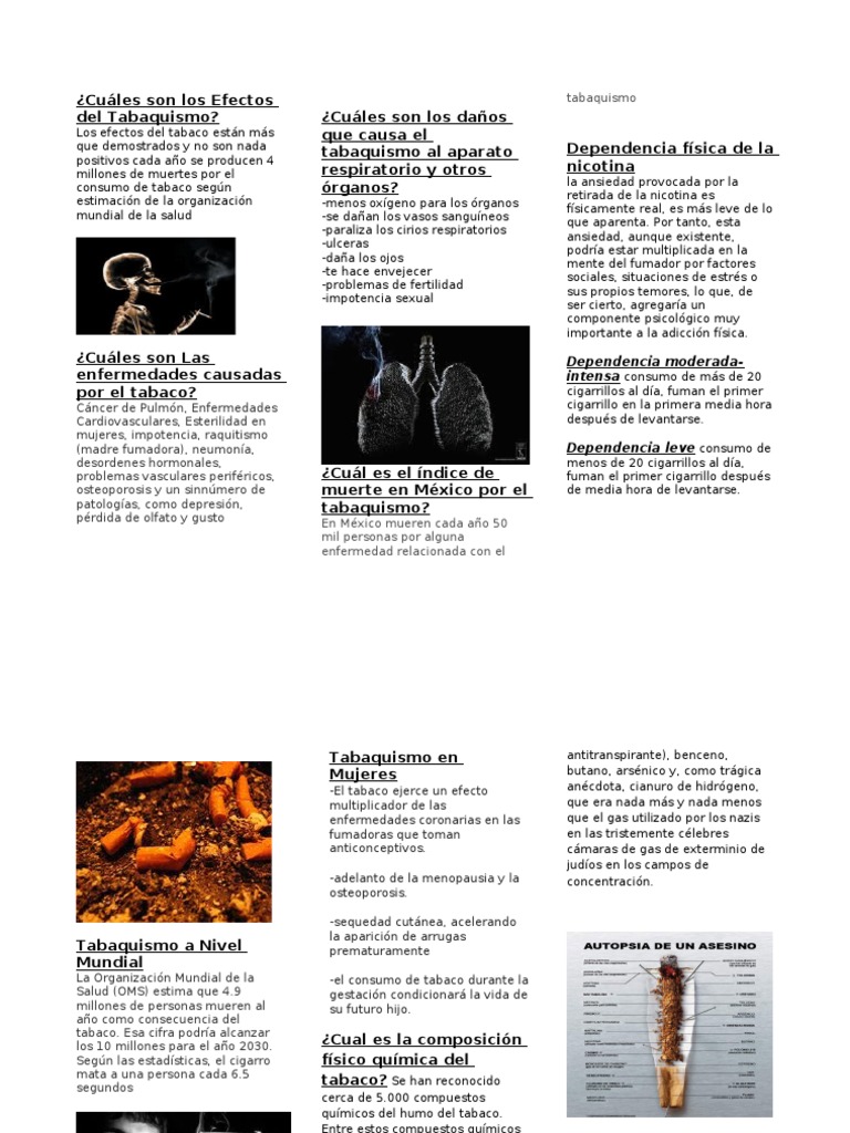 Triptico Tabaquismo | PDF | Fumar tabaco | Adicción