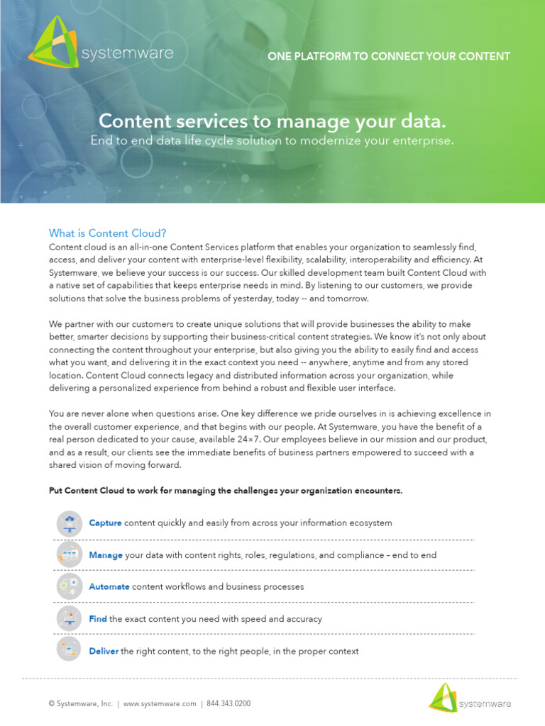 Systemware Content Cloud | PDF | Cloud Computing | Information ...