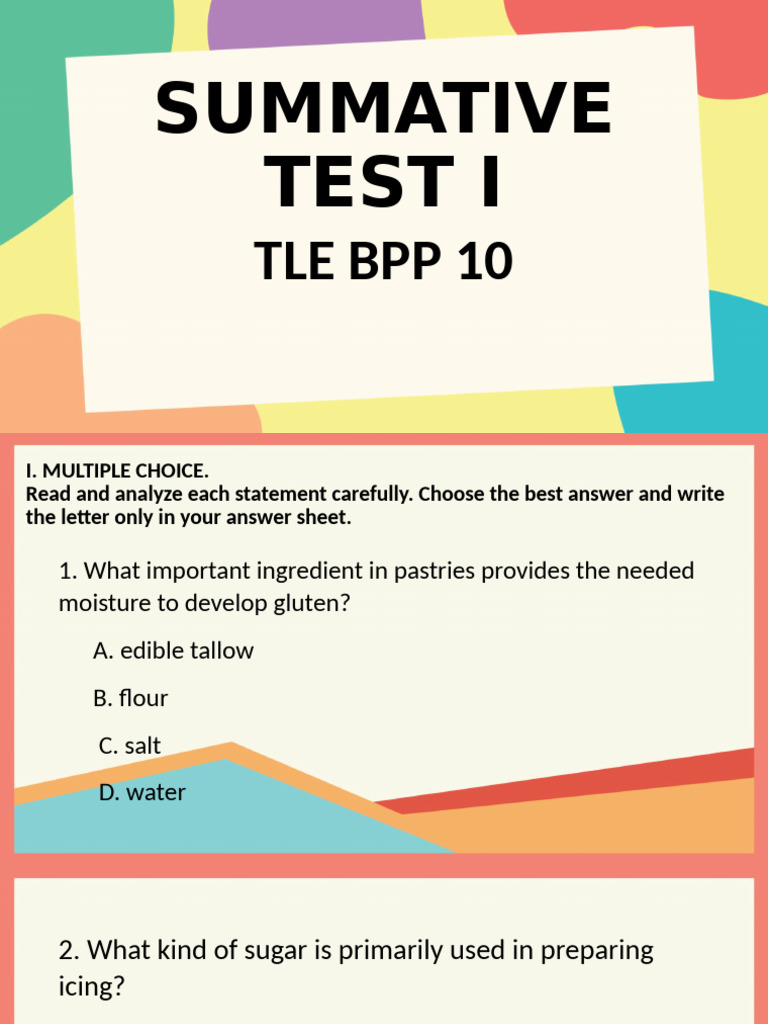 Summative Test I BPP 10 | PDF | Flour | Breads