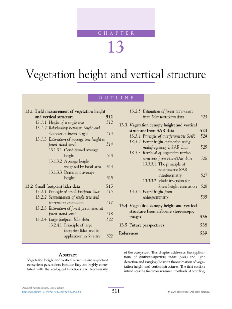 Vegetation Height and Vertical Structure | PDF | Lidar | Regression ...