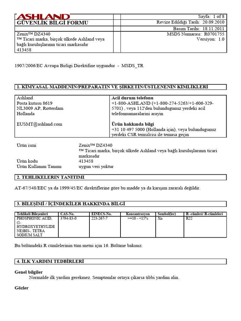 zenixDZ4340 MSDS TR | PDF