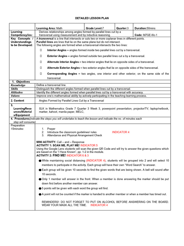 Cot 03022022 DLP Revised 2.0 | PDF | Latitude | Angle