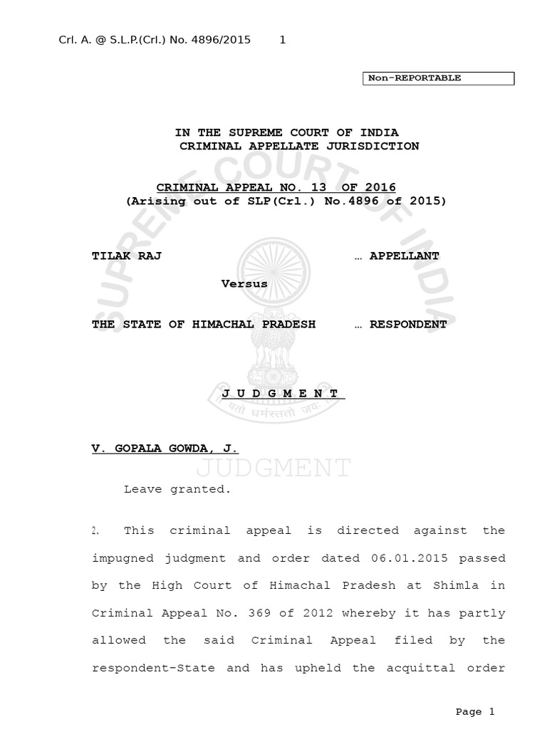 Tilak Raj - State of HP | PDF | Judgment (Law) | Prosecutor