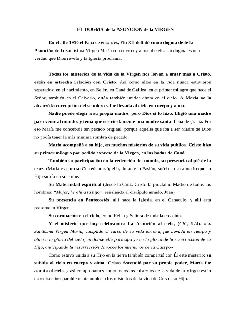 Asunción | PDF | María, madre de Jesús | Cristo (título)