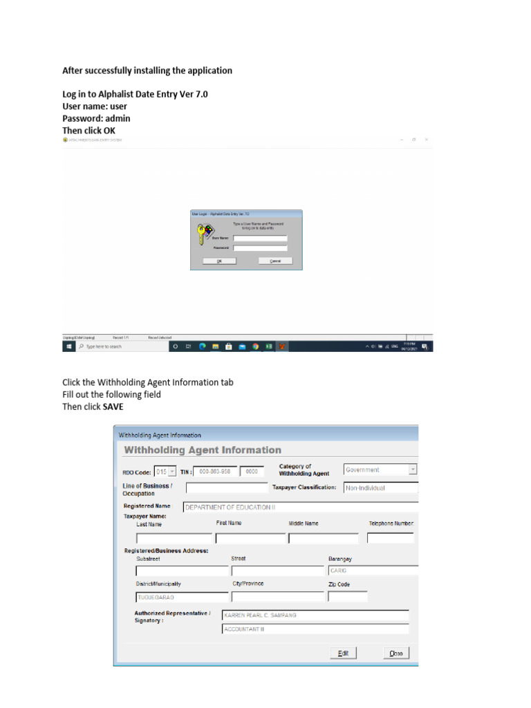 Step by Step Procedure Alphalist Date Entry v2 | PDF | Finance & Money ...