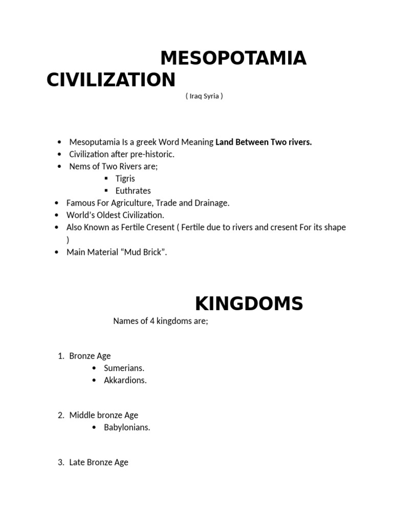 Mesopotamia Civilization | PDF | Mesopotamia | Sumer