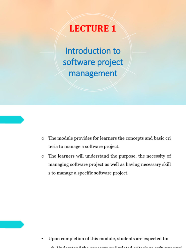 Lecture 1 - Introduction To Software Project Management - 2024 | PDF | Project Management | Software