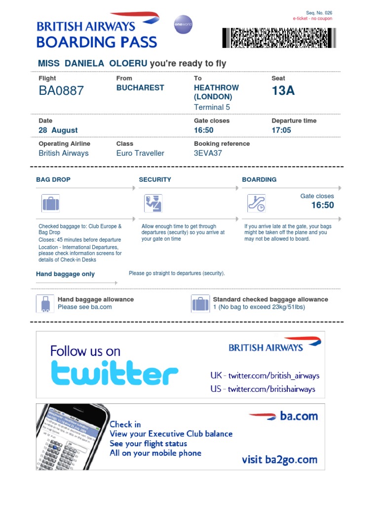 British Airways Boarding Pass