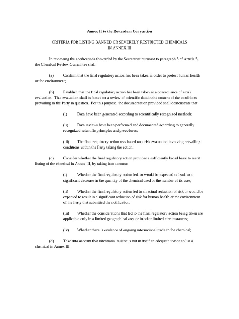 Annex II To The Rotterdam Convention | PDF