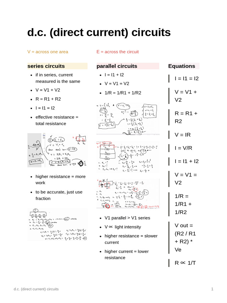 D.C. (Direct Current) Circuits | PDF | Volt | Electrical Resistance And ...
