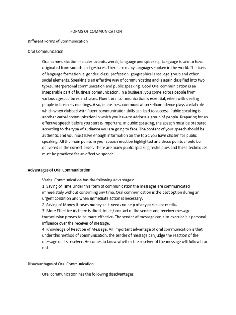 Forms of Communication Topic 4 | PDF | Nonverbal Communication ...
