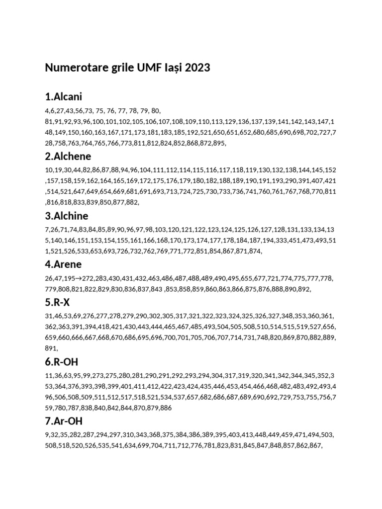 Numerotare Grile 2023 Umf Iasi-1 | PDF