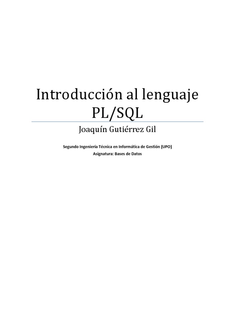 Introducción Al Lenguaje PLSQL | PDF | Pl / Sql | SQL