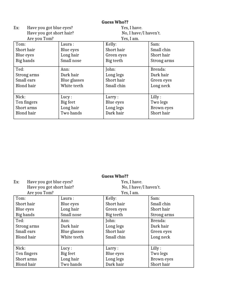 Guess Who 3rd Grade New Edition | PDF