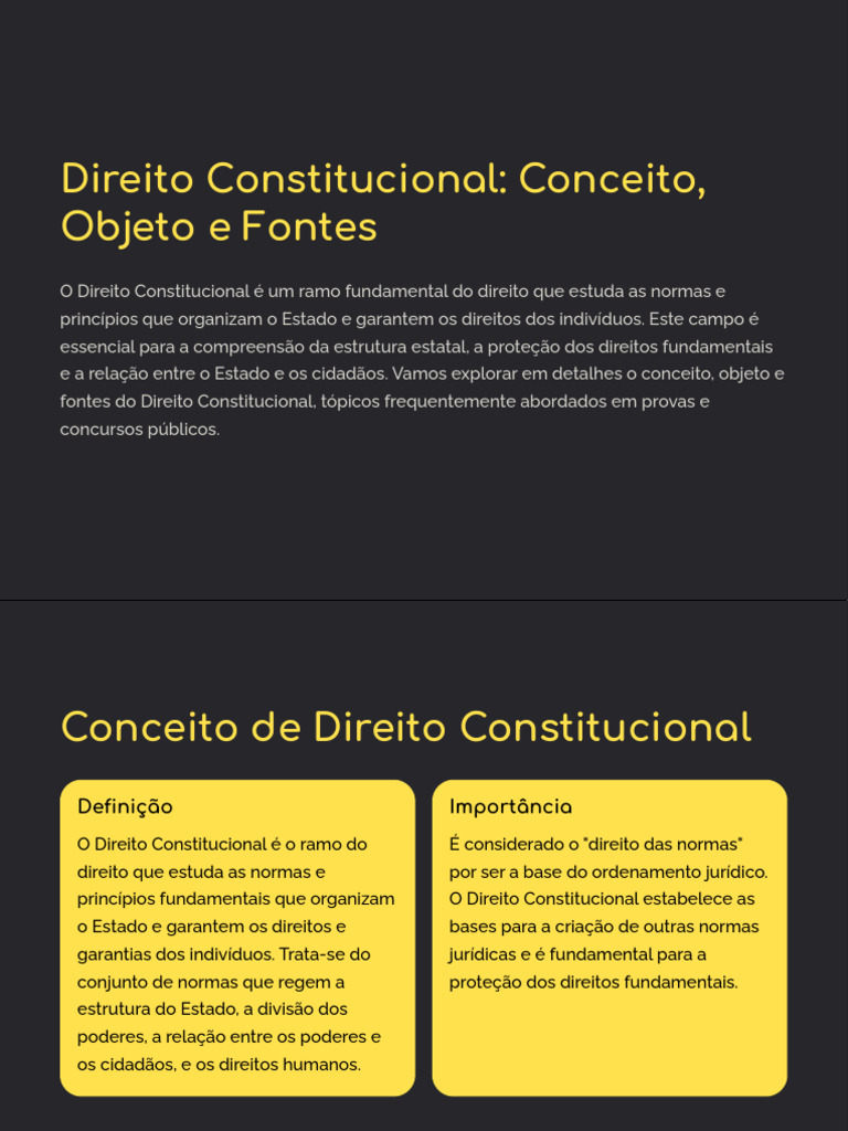 Direito Constitucional: Conceitos e Fontes | PDF | Constituição | Lei ...