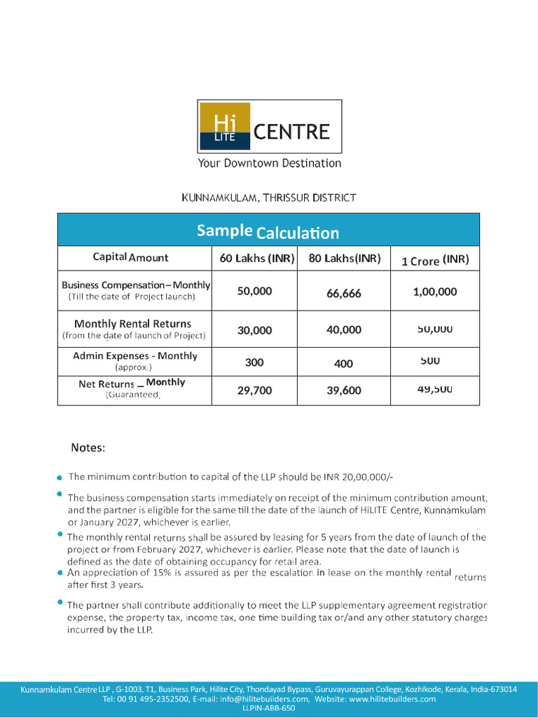 Sample Calculation Kunnamkulam | PDF