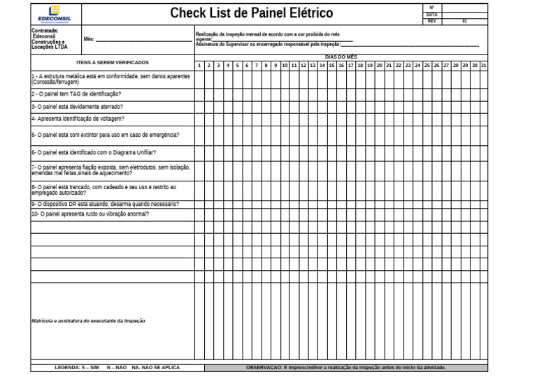Check List de Painél Elétrico | PDF