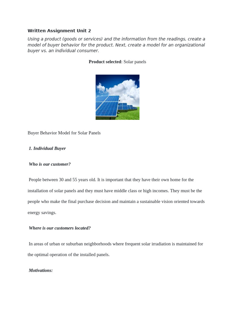 Written Assignment Unit 2 | PDF | Consumer Behaviour | Procurement